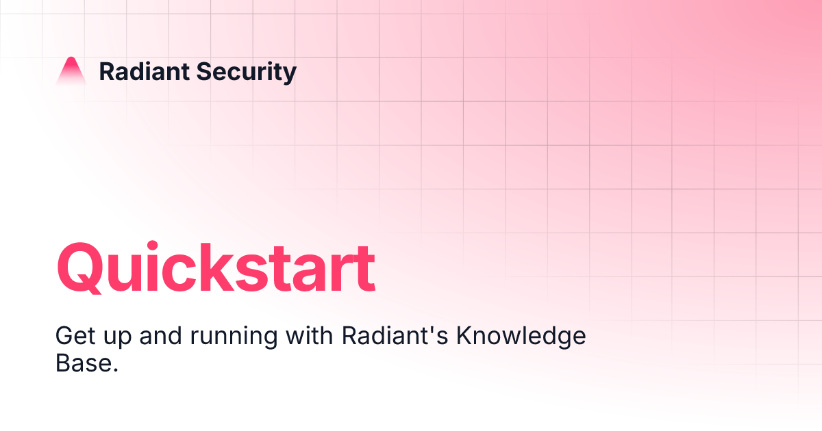 Quickstart | Radiant Security
